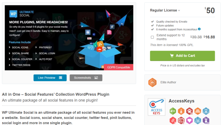 WP Ultimate Social - WooKeeper